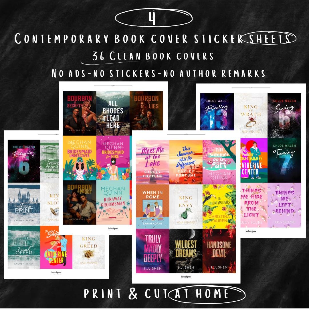 1# 36 Printable Contemporary/ Chick-lit/ Rom-com Book Cover Stickers ...
