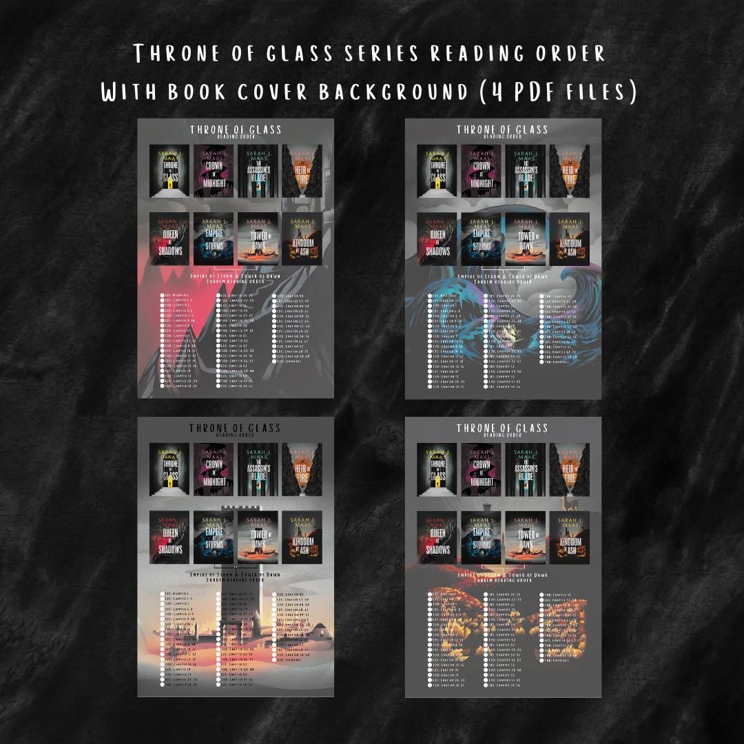 Throne of Glass Reading Order Checklist With Book Cover Background. TOG ...