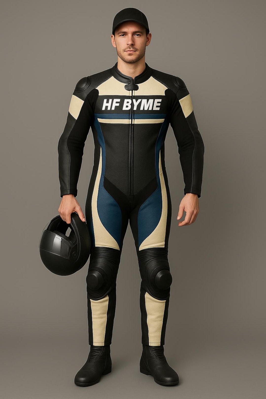 Men's Leather Motorcycle Racing Suit | HF Byme Padded Riding Gear - Etsy