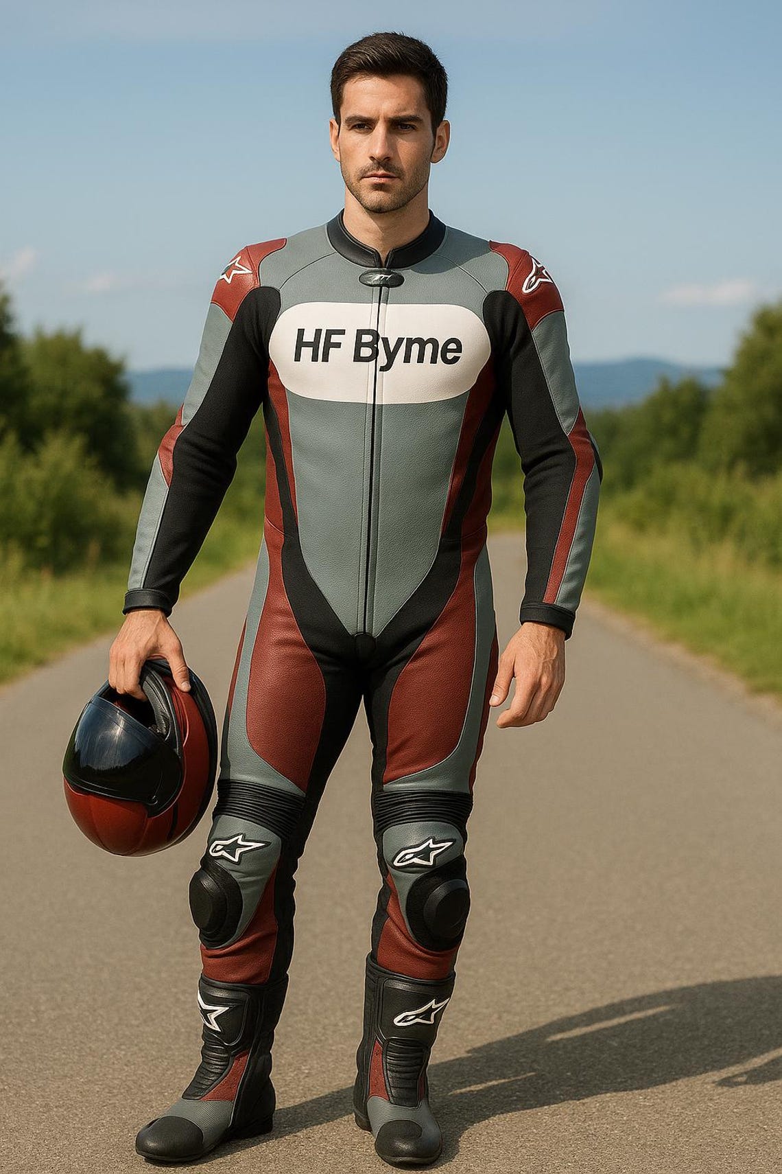 Men's Motorcycle Racing Leather Suit | CE Armor, Red & Grey - Etsy