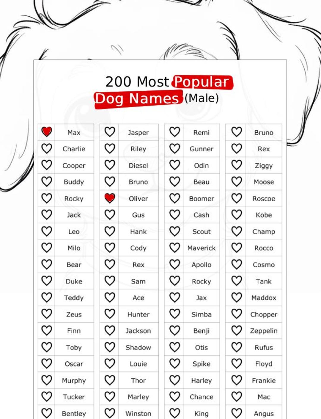 Most Popular Dog Names (male), List of 200 Names for 2025-2026 ...
