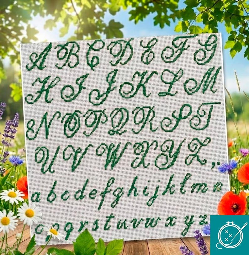 Elegant Cursive Cross Stitch Alphabet Pattern PDF - Wedding Sampler ...
