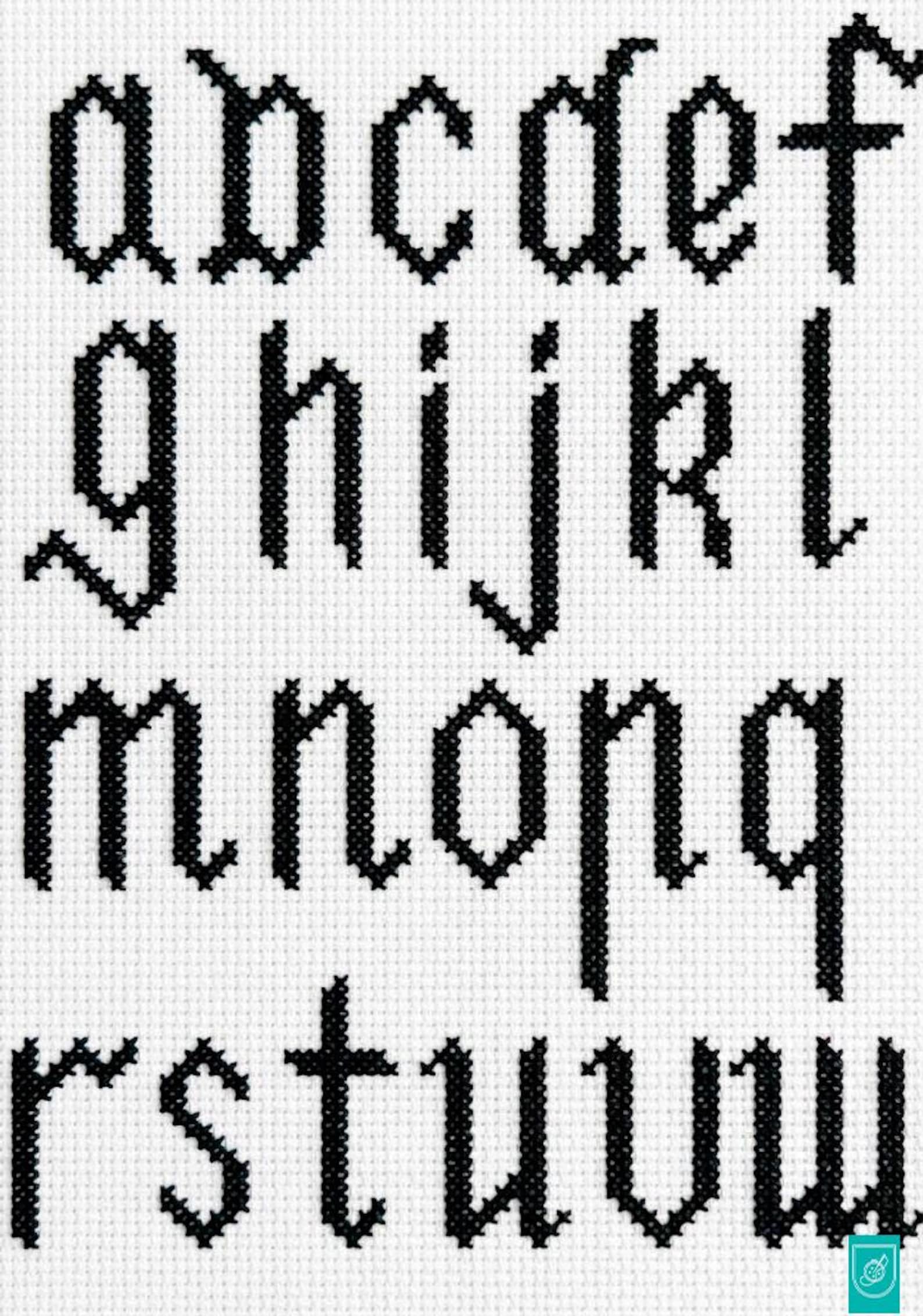Gothic Alphabet Cross Stitch Pattern | Monochrome Font (PDF Pattern) - Etsy
