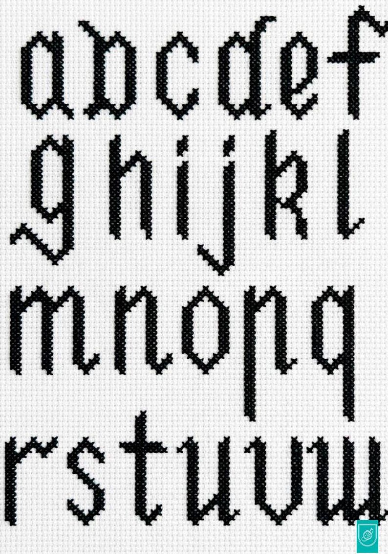 Gothic Alphabet Cross Stitch Pattern PDF | Gothic Font Letters A–Z ...