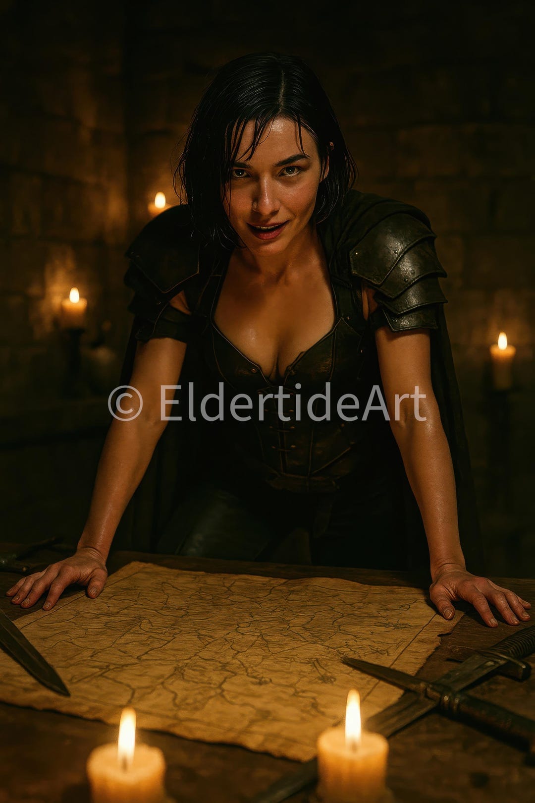 Gothic Female Warrior Art: Dark Fantasy Commander Scene (digital Art ...