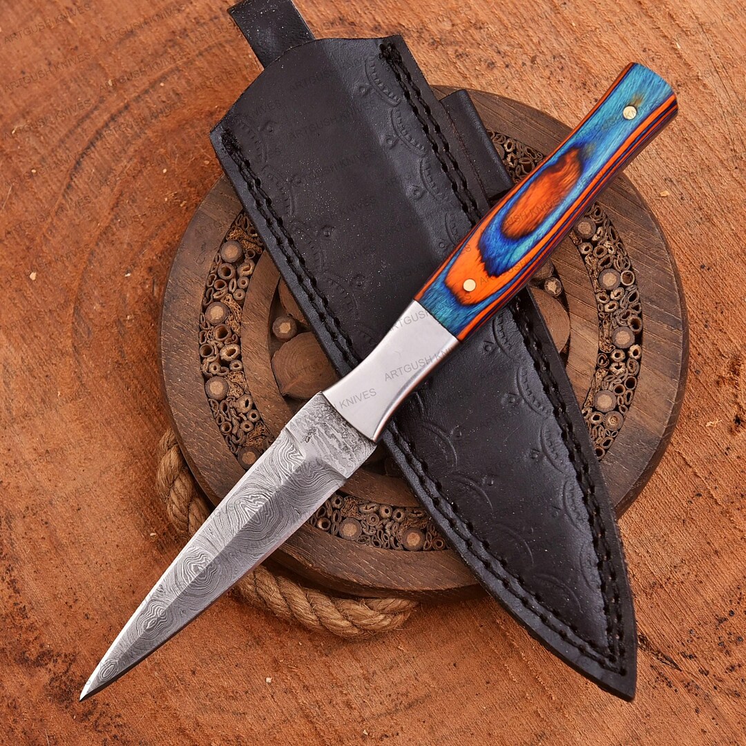 Handmade Damascus Dagger Athame Knife Wood Handle With Sheath Groomsman ...