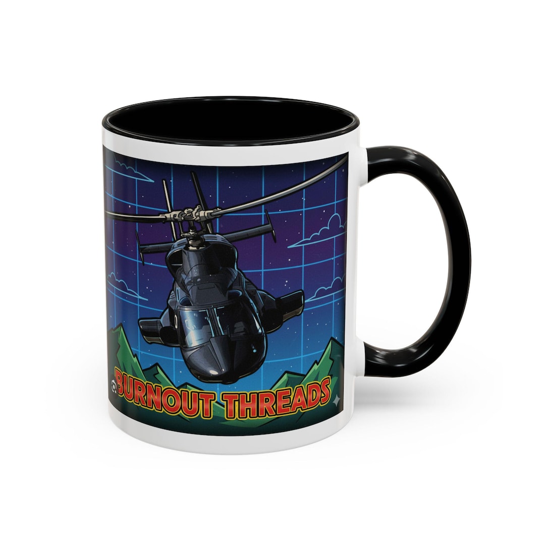 Mug, 80s 90s Inspired Helicopter Coffee Cup, Vintage Retro Aircraft Tea ...