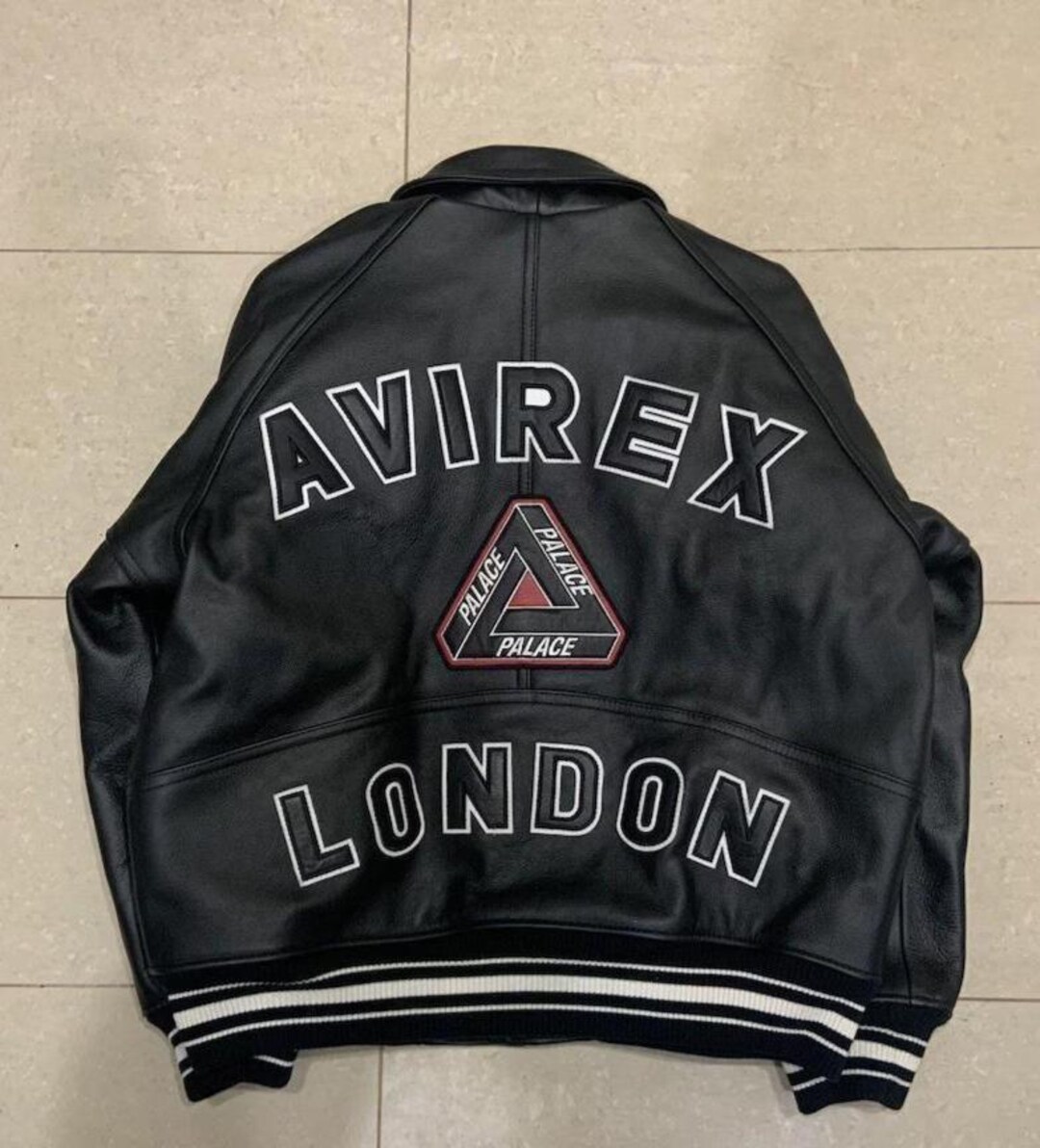 Avirex Palace London Black Varsity Jacket, Genuine Cowsoft Leather ...
