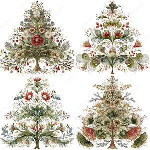 Scandinavian Folk Art Christmas Tree Clipart PNG, Nordic Style Holiday ...