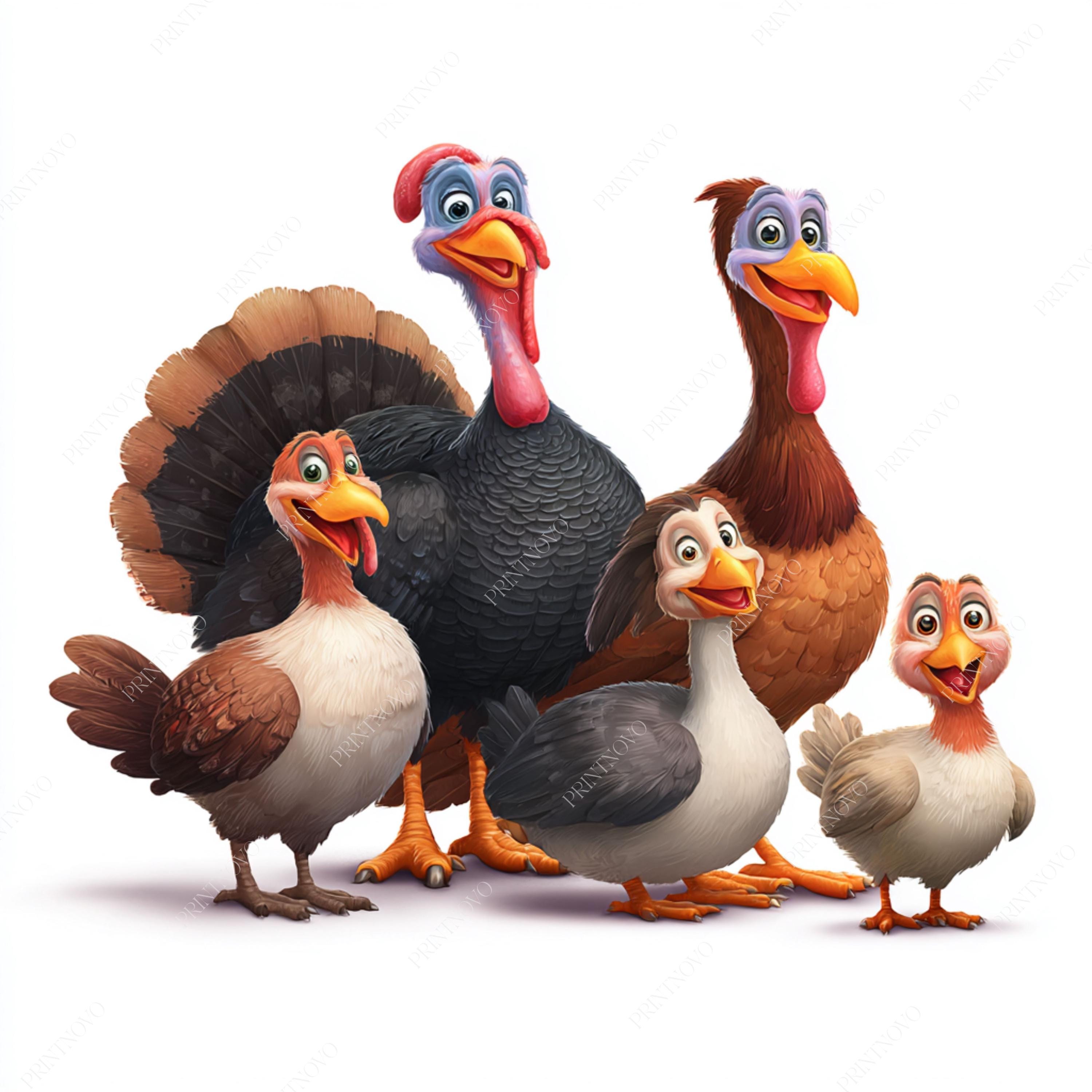 26 Funny Turkeys With Wine Clipart JPG - Etsy