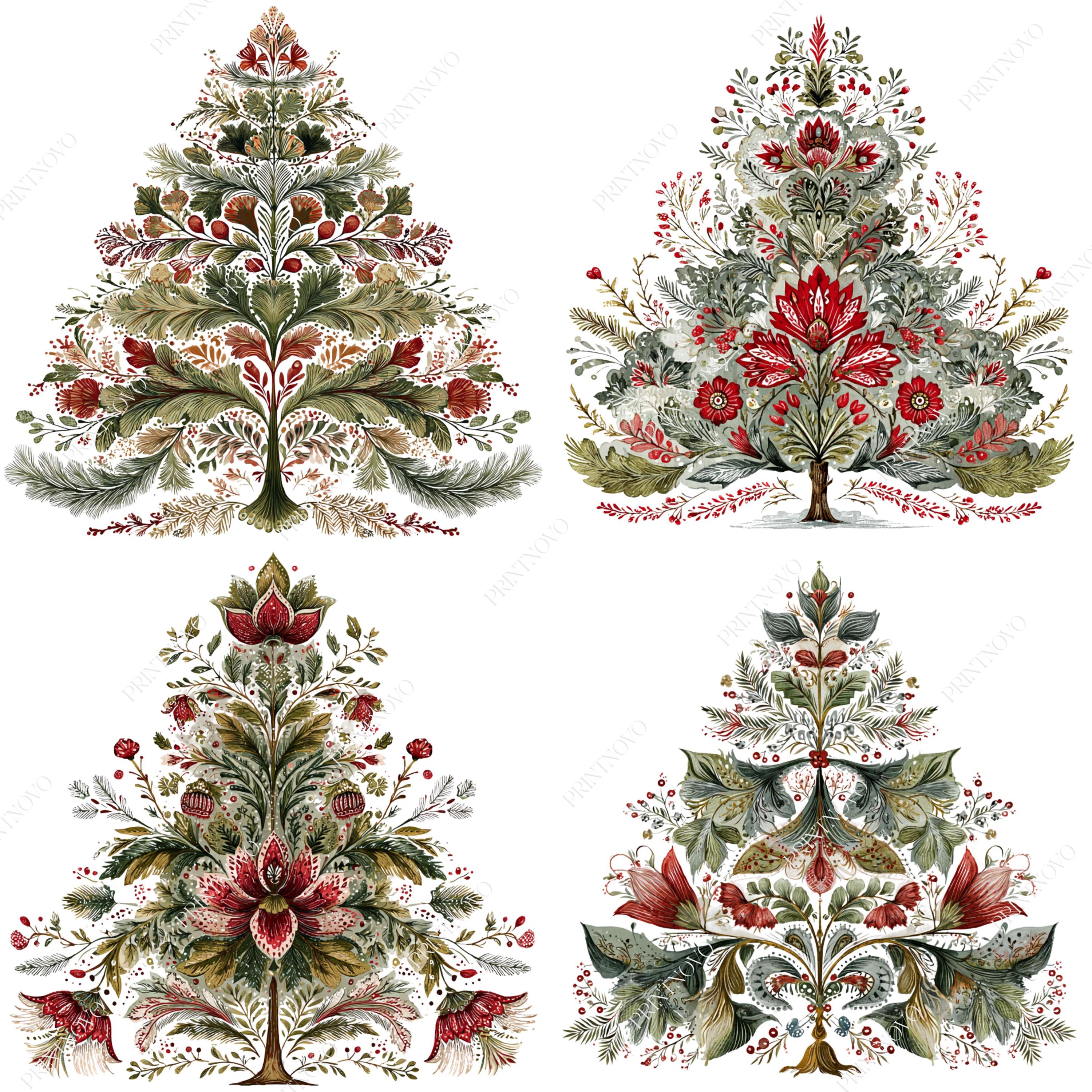 Scandinavian Folk Art Christmas Tree Clipart PNG, Nordic Style Holiday ...