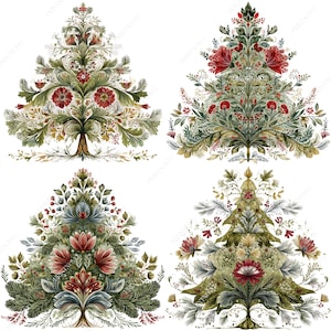 Scandinavian Folk Art Christmas Tree Clipart PNG, Nordic Style Holiday ...