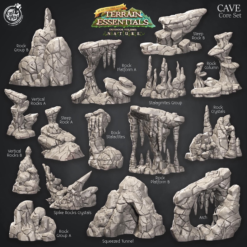 3D Miniatures - STL Files - Cave Terrain Set - Etsy