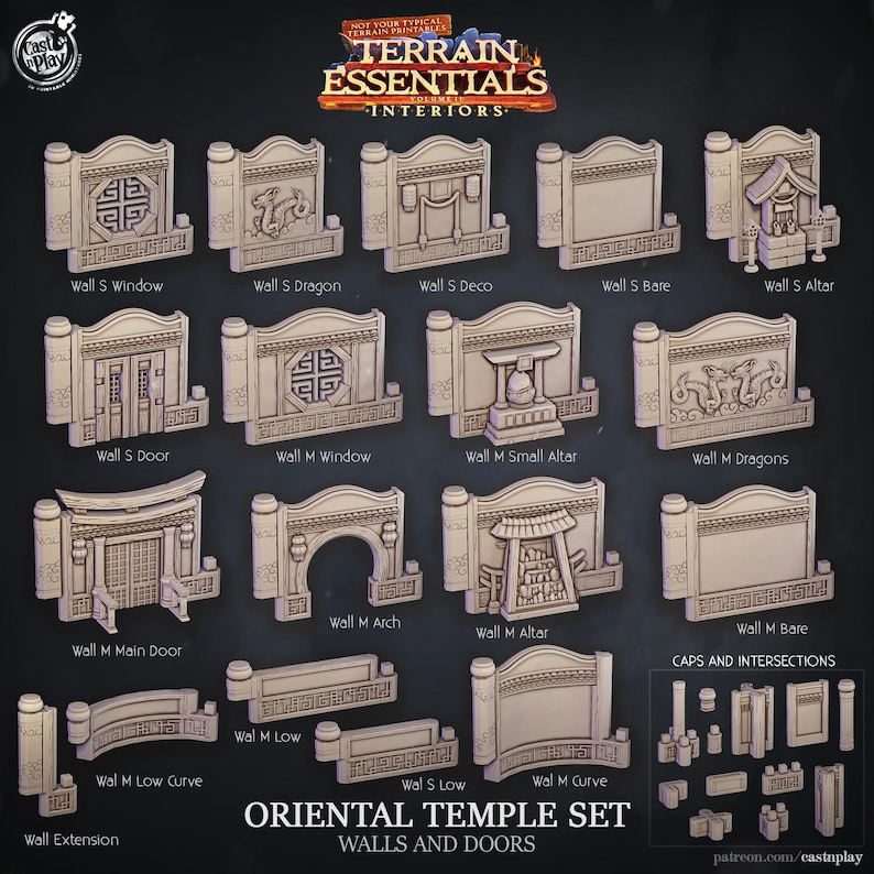 3D Miniatures - STL Files - Interior Scenery - Oriental Temple Set - Etsy