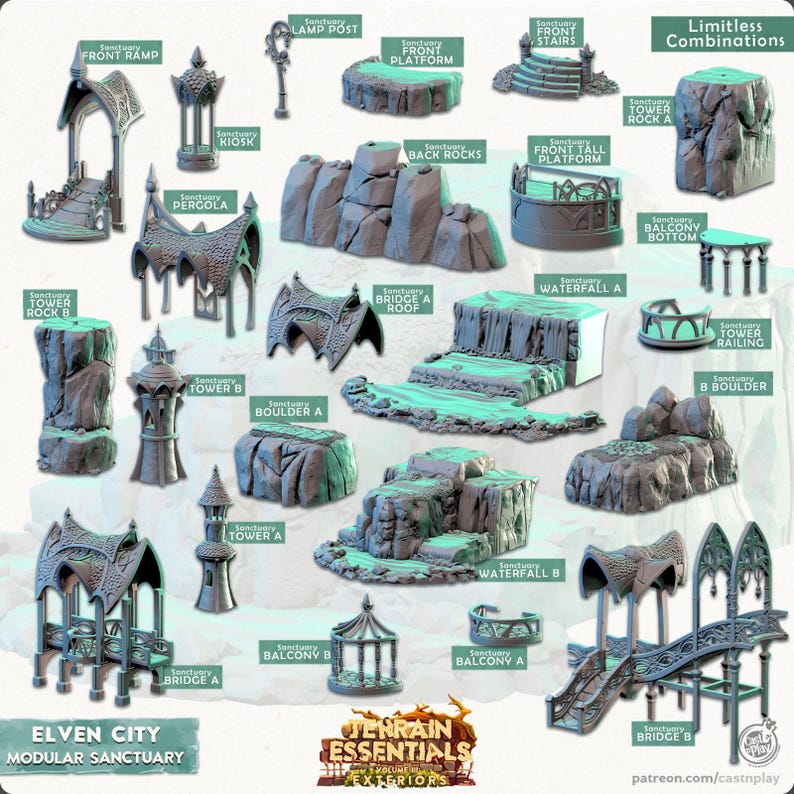 3D Miniatures - STL Files - Modular Terrain - Elven City Set - Etsy