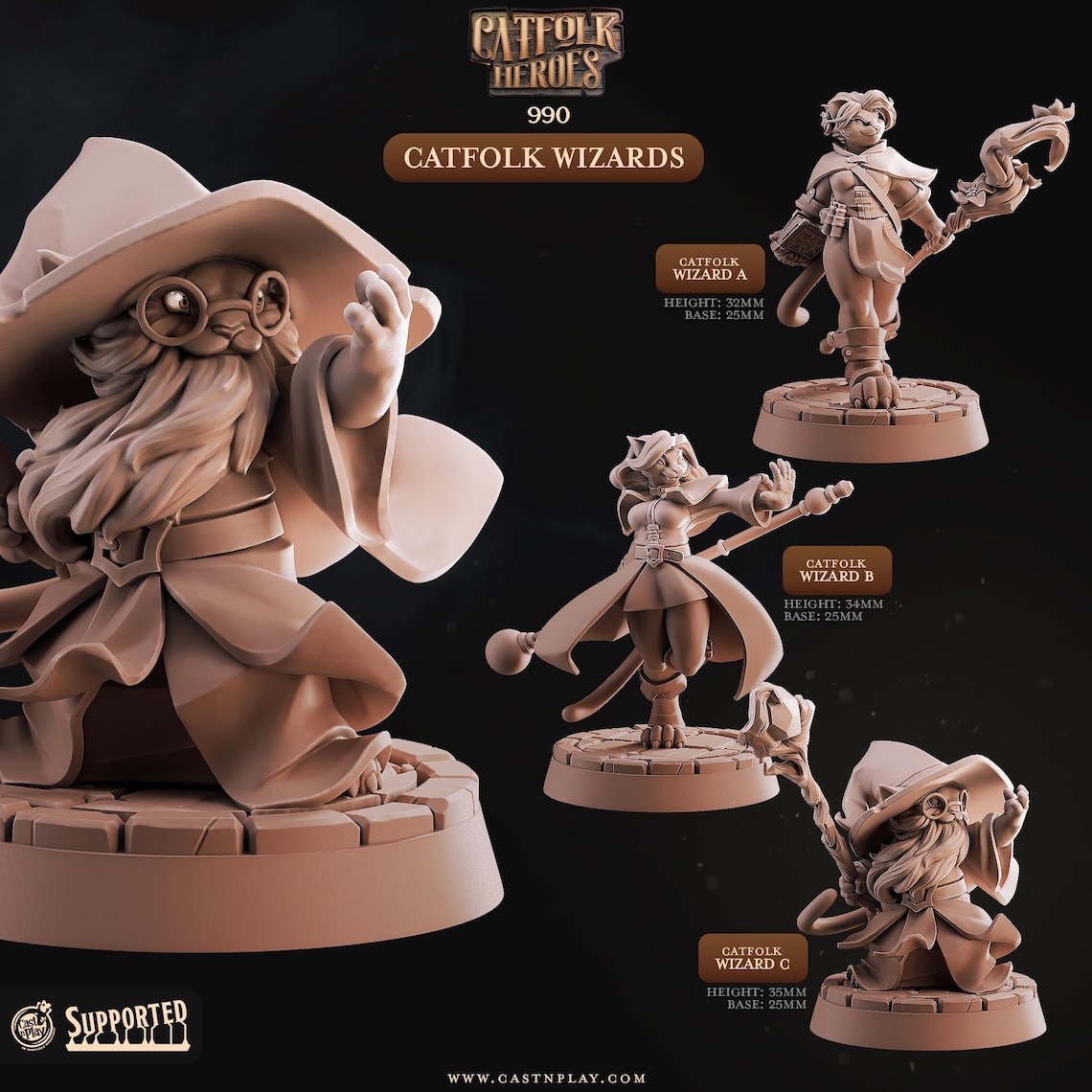 3D Miniatures - STL Files - Catfolk Heroes - Catfolk Heroes - Etsy