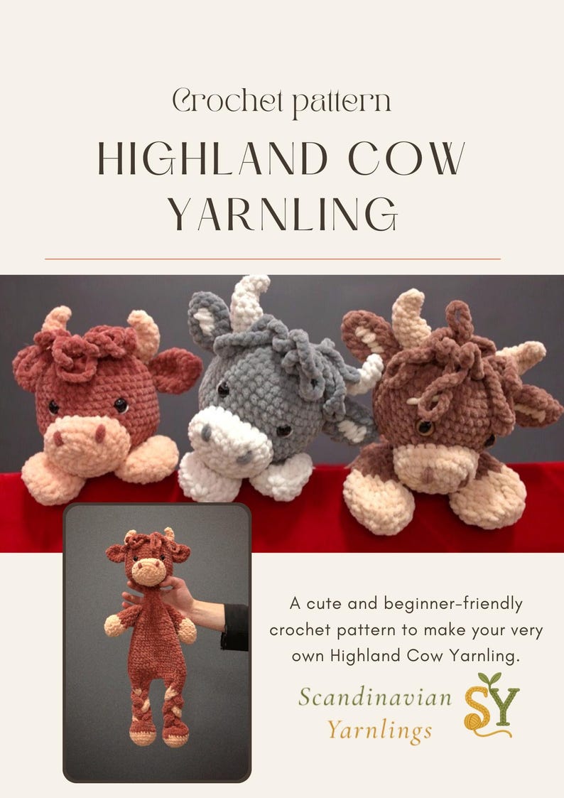 Crochet Pattern: Highland Cow - Beginner Friendly - Low-sew Crochet ...