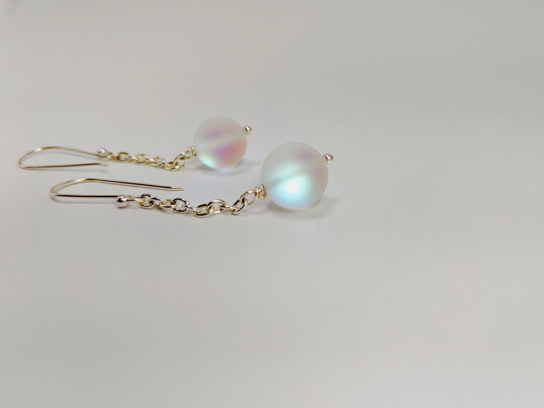 Opal Glass Drop Earrings, Iridescent Earrings, Color Change ...