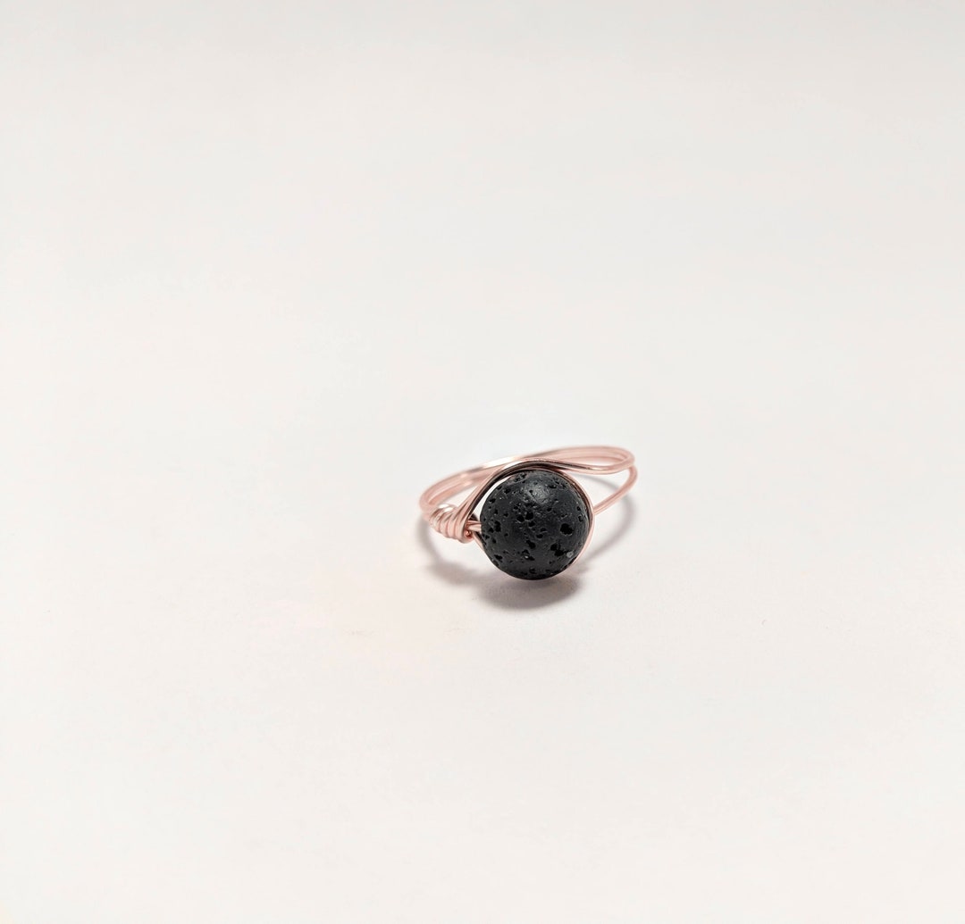 Lava Diffuser Ring, Oil Ring, Rose Gold Ring, Wire Wrapped Ring ...