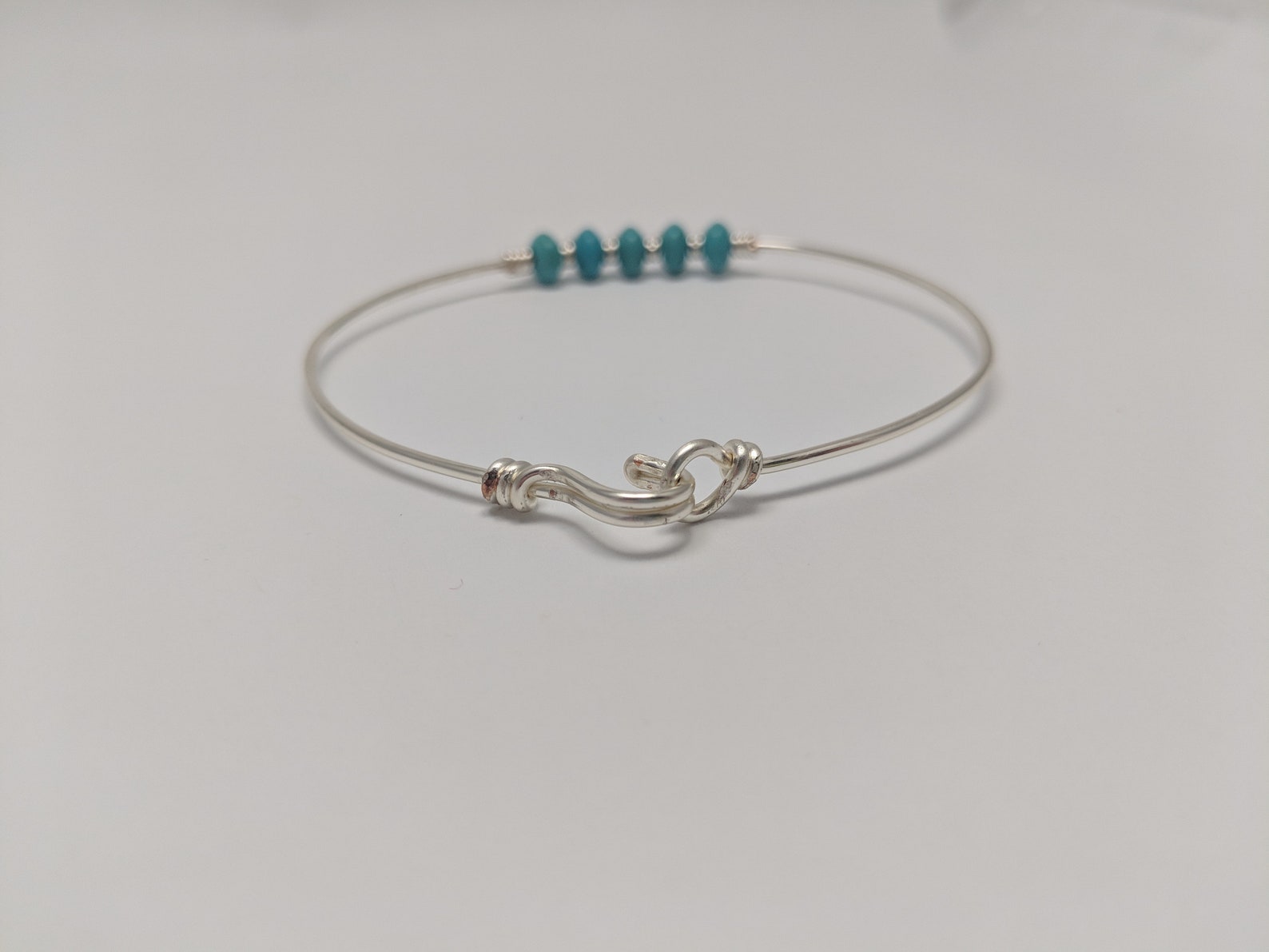 Turquoise Rondelle Silver Bracelet, Stacking Bracelet, Gemstone ...