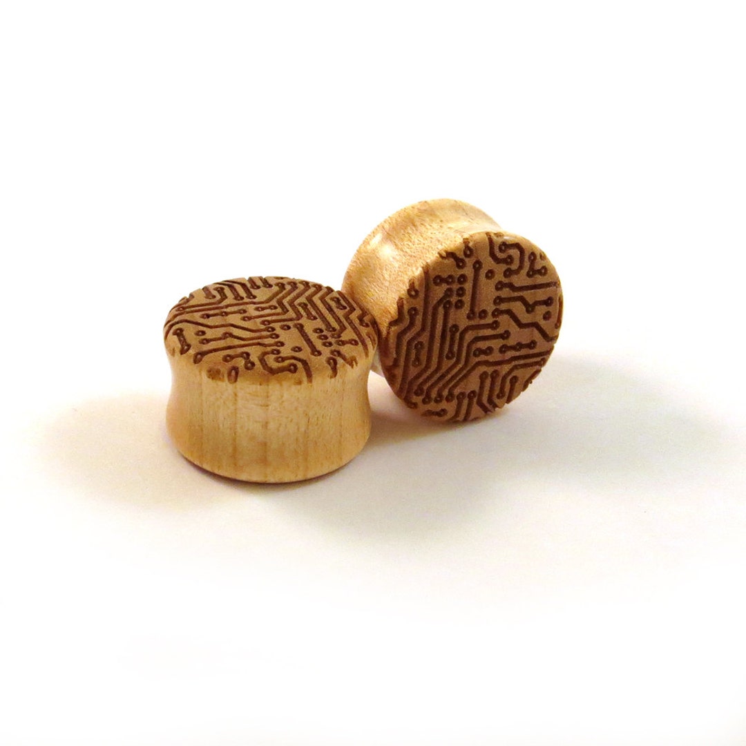 Circuit Board Pattern Maple Wooden Plugs PAIR 00g 9mm - Etsy