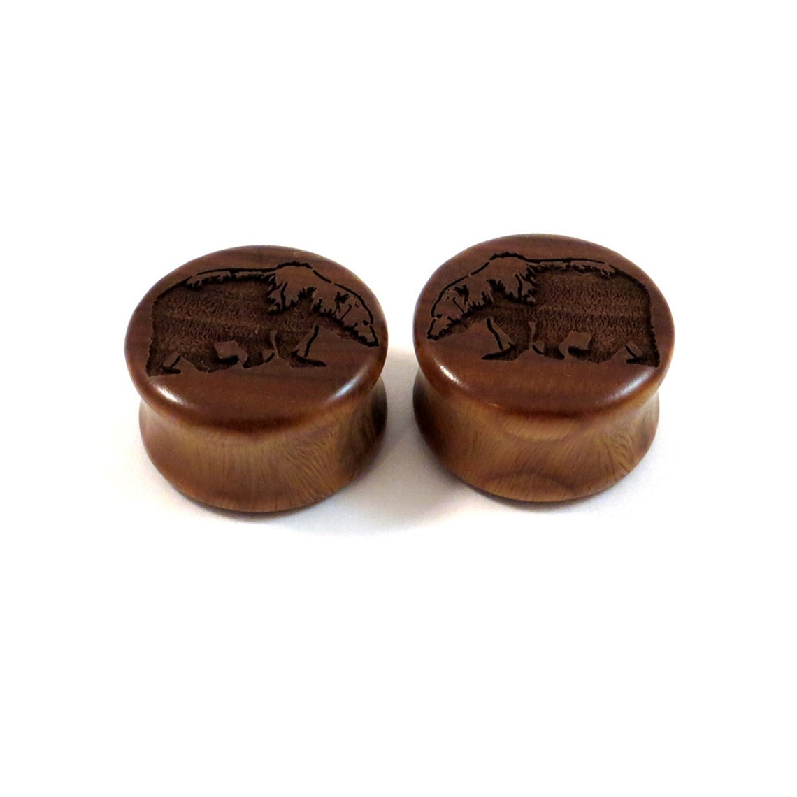 Grizzly Bear Lignum Vitae Wooden Plugs PAIR 10mm - Etsy Canada