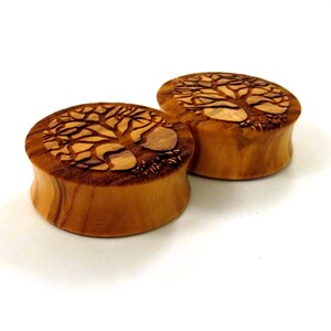 Tree of Life Olivewood Wooden Plugs PAIR 0g 00g 000g - Etsy Canada