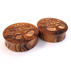 Tree of Life Olivewood Wooden Plugs PAIR 0g 00g 000g - Etsy Canada