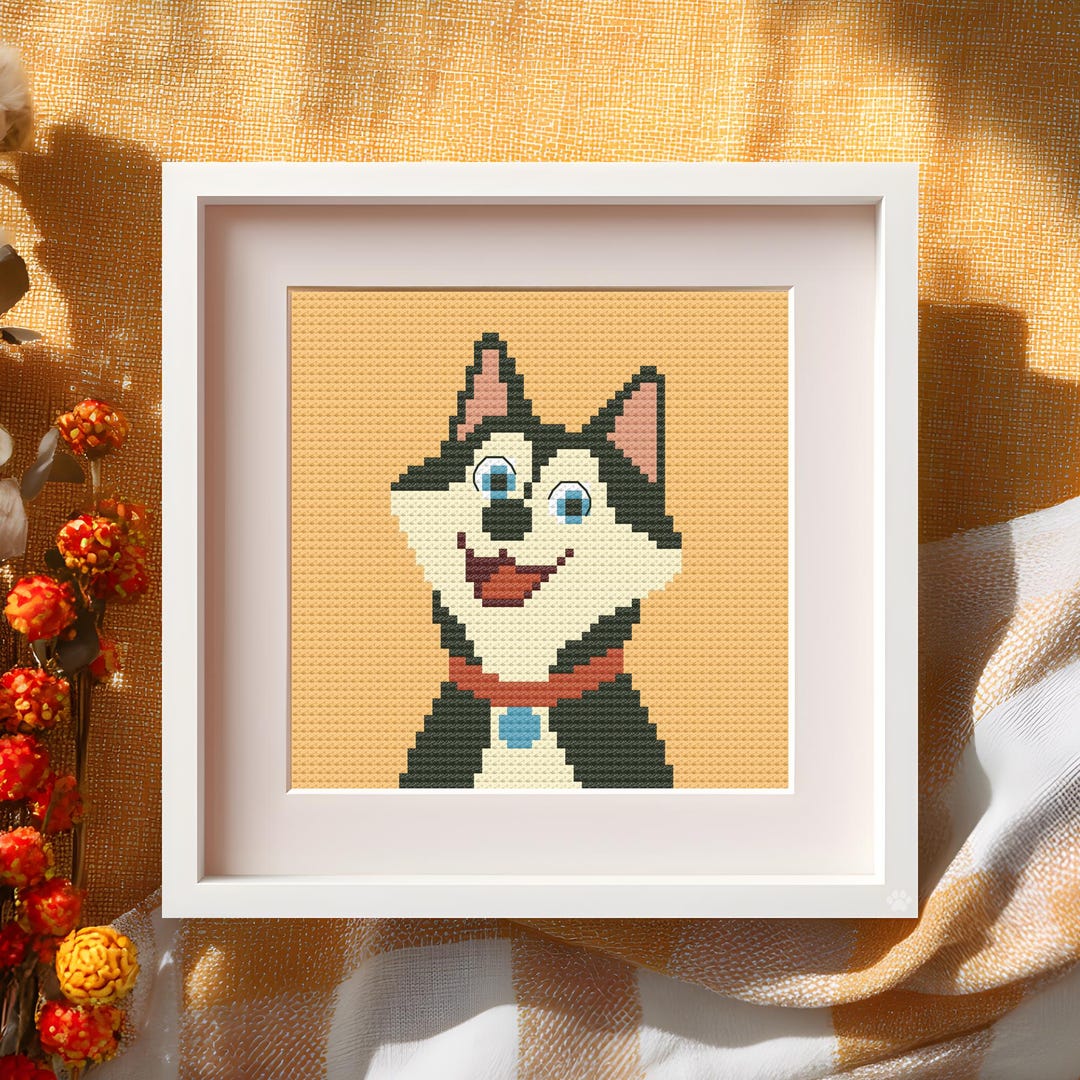 Siberian Husky Cross Stitch Pattern: Front Facing Dog Portrait (PDF ...