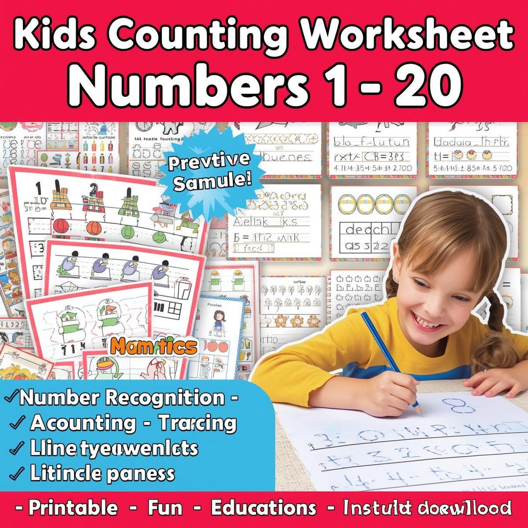Kids Counting Worksheet | Number Recognition | Preschool Math Printable ...