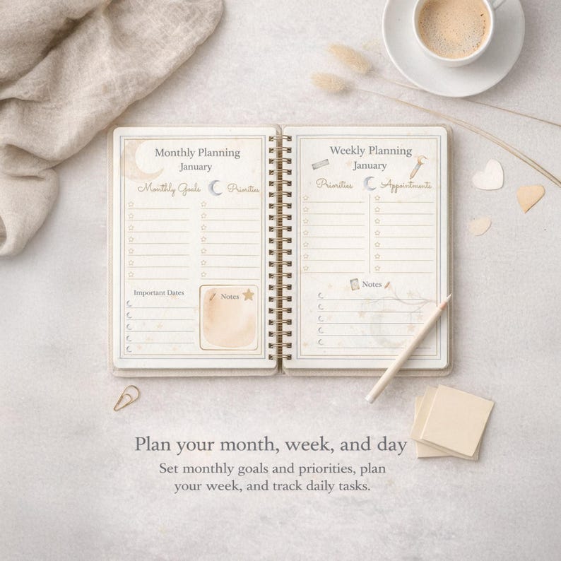 2026 Digital Planner | Celestial Aesthetic Planner | Editable and ...