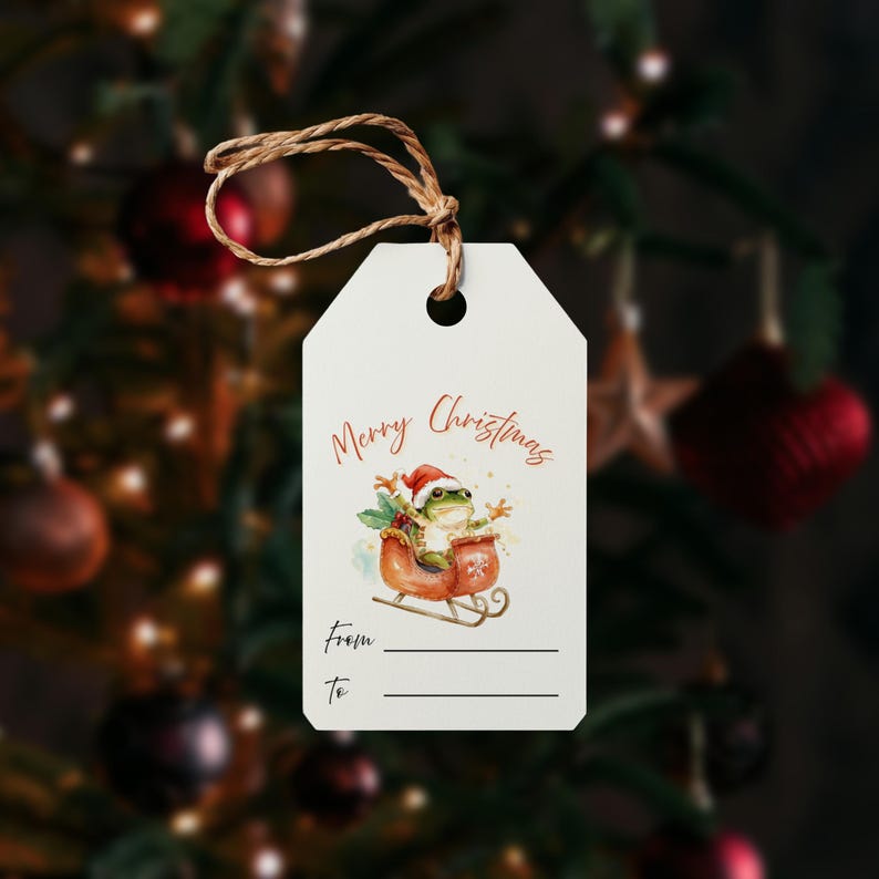 Cute Christmas Frog Gift Tags, Printable Holiday Labels (PDF) - Etsy