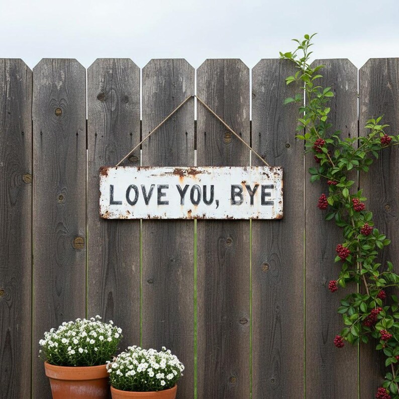 LOVE YOU, BYE，2D Vintage Metal Wall Sign，rustic Farmhouse Wall Decor ...