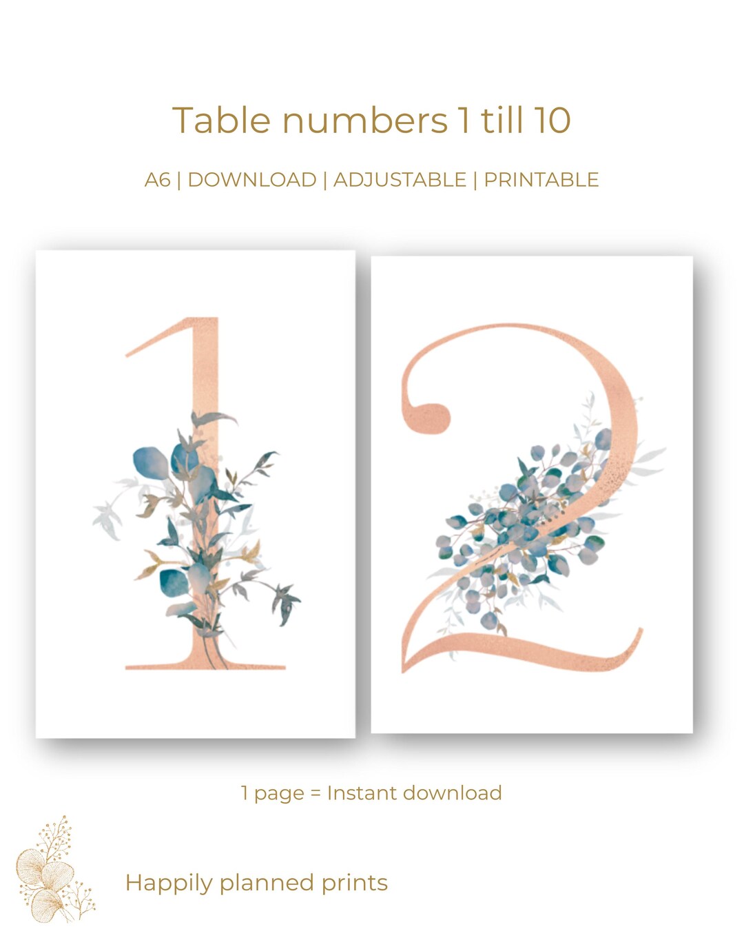 Wedding Table Numbers | Editable & Printable Templates | Digital ...