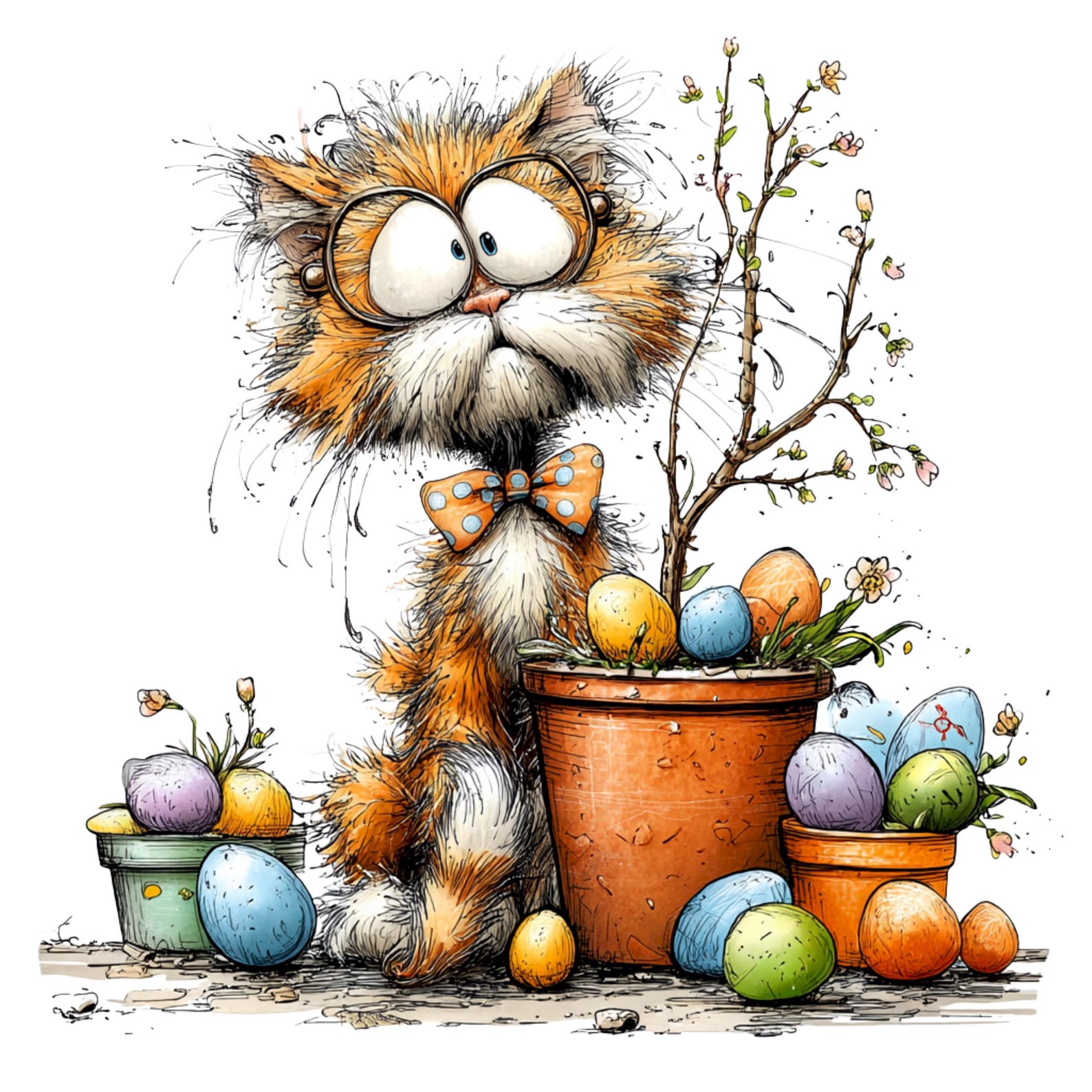 Whimsical Easter Cat Clipart Bundle | Cute Kitty PNG Set | 24 Easter ...