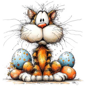 Whimsical Easter Cat Clipart Bundle | Cute Kitty PNG Set | 24 Easter ...