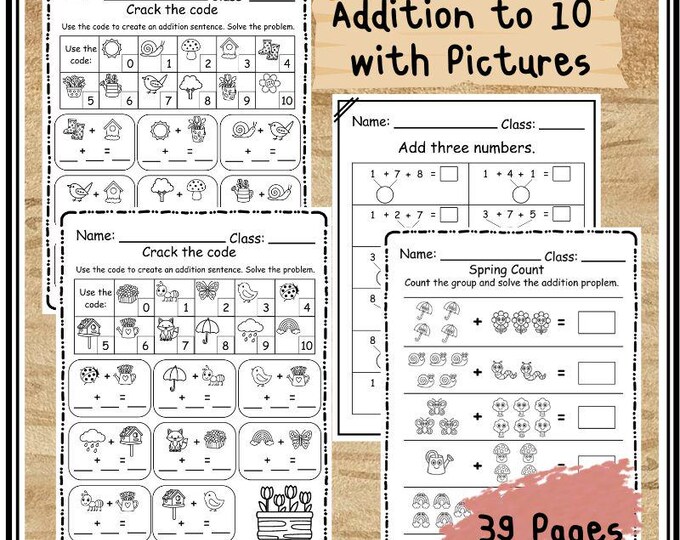 Addition With Pictures Sum up to 20 Worksheets - Adding Cookie Pictures ...