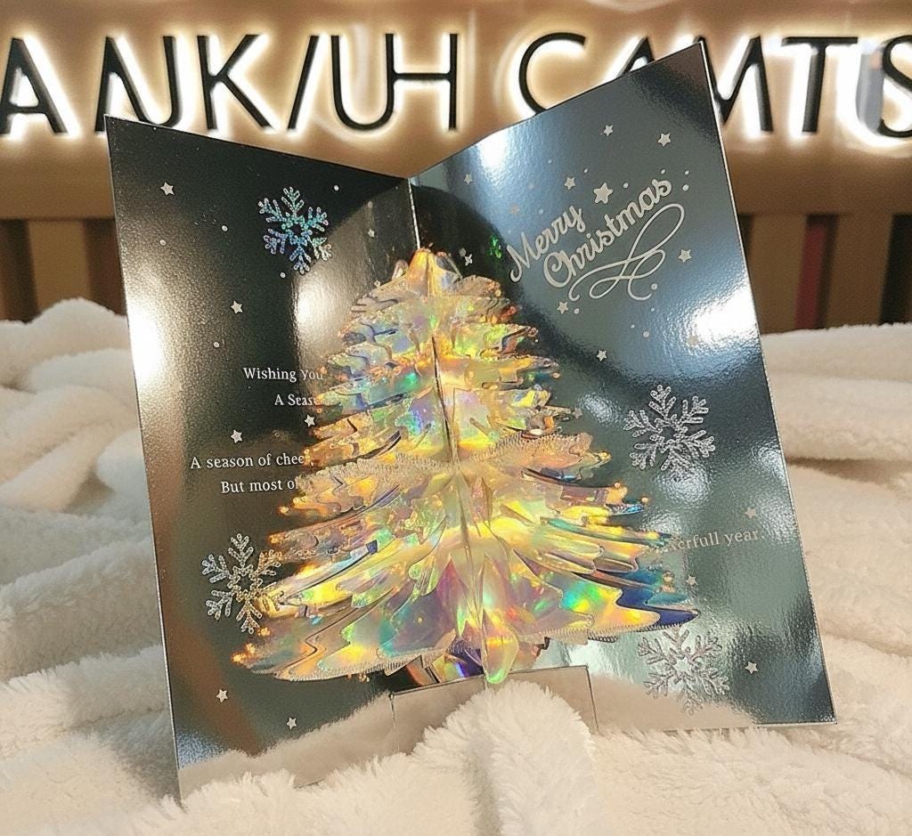 3D Pop up Christmas Card, Holographic Tree Greeting Card, Handmade ...