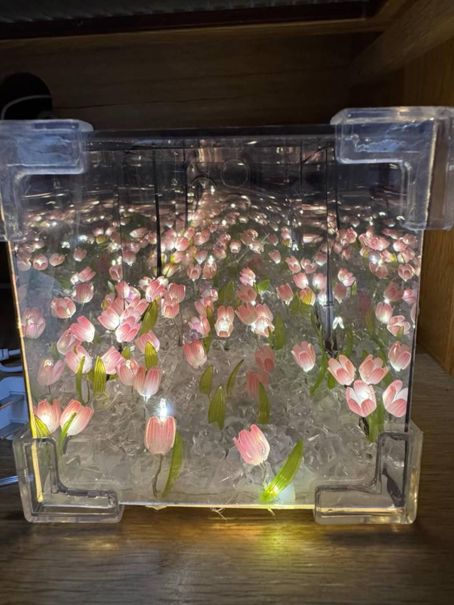 DIY Tulip Flower Mirror Light Box Cube, Handmade Glowing 3D Mini ...