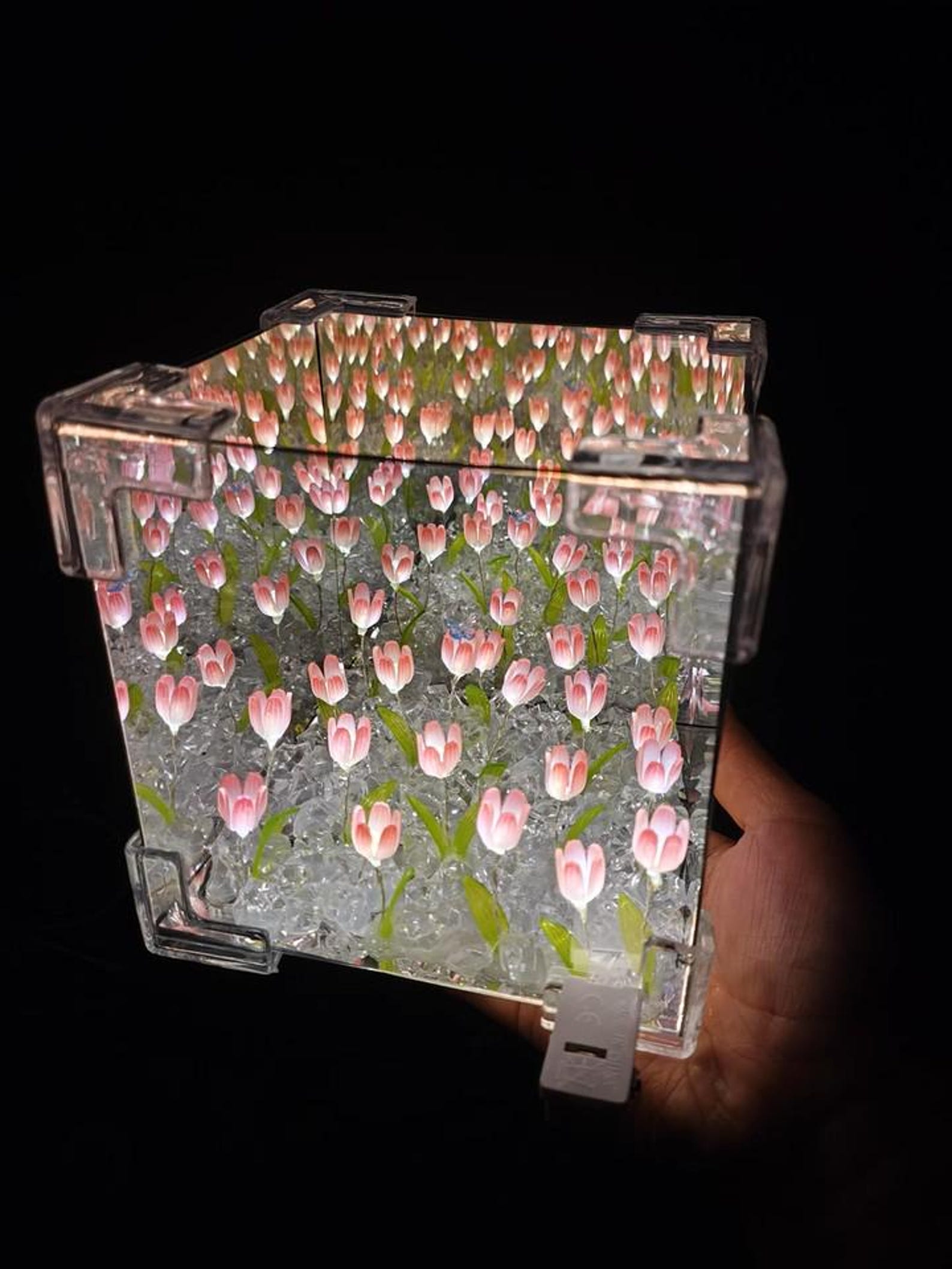 DIY Tulip Flower Mirror Light Box Cube, Handmade Glowing 3D Mini ...