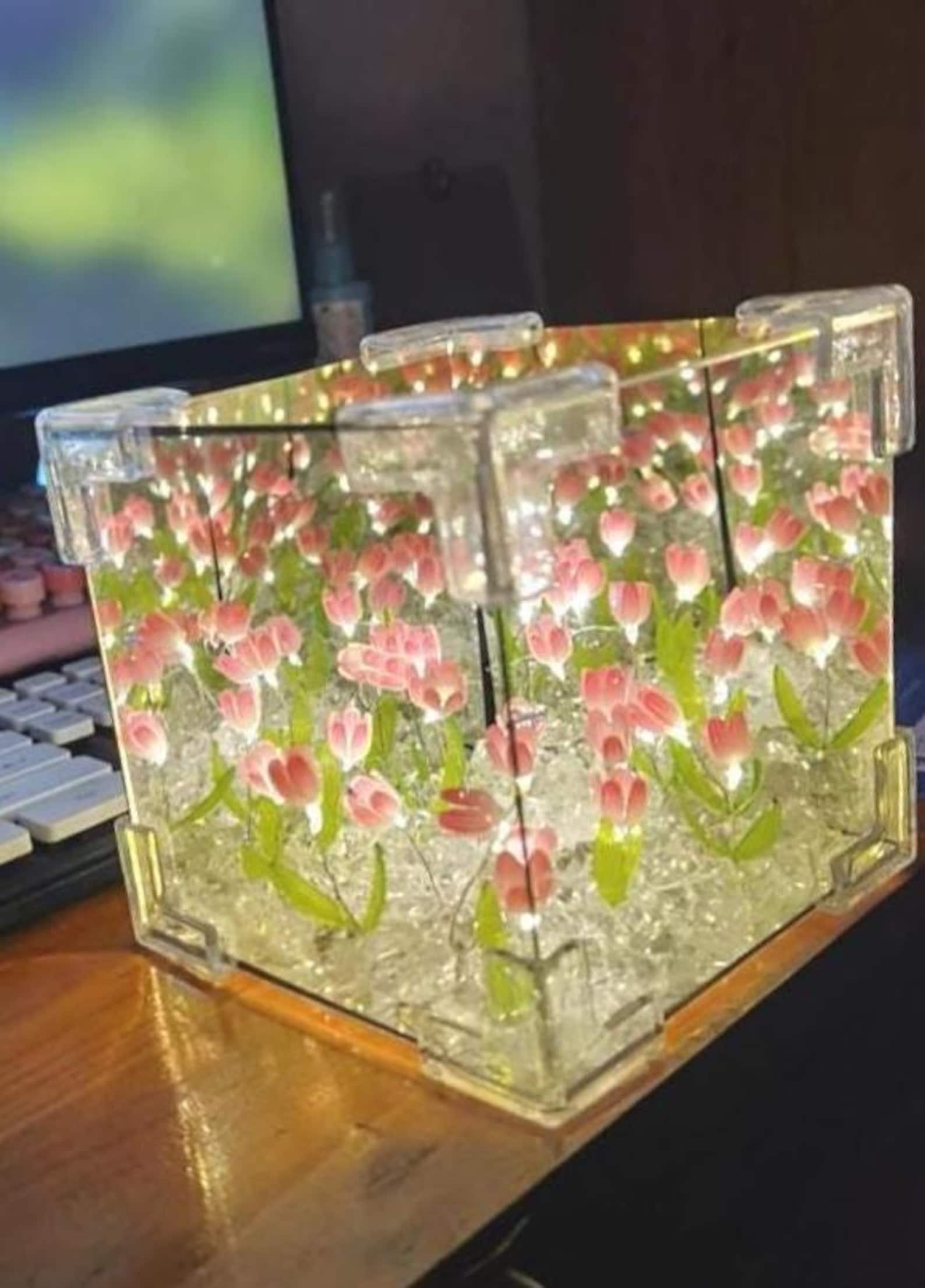 DIY Tulip Flower Mirror Light Box Cube, Handmade Glowing 3D Mini ...