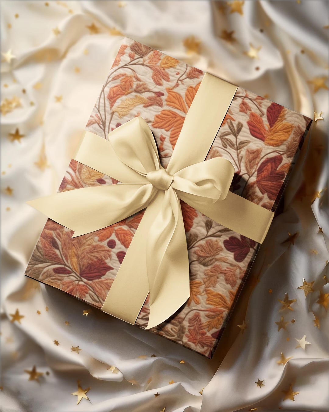 Autumn Leaves Wrapping Paper Roll, Appalachian Embroidered Quilt Design ...