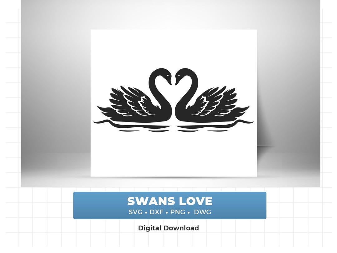 Swan Couple SVG DXF PNG | Two Swans Silhouette for Laser Cut, Valentine ...