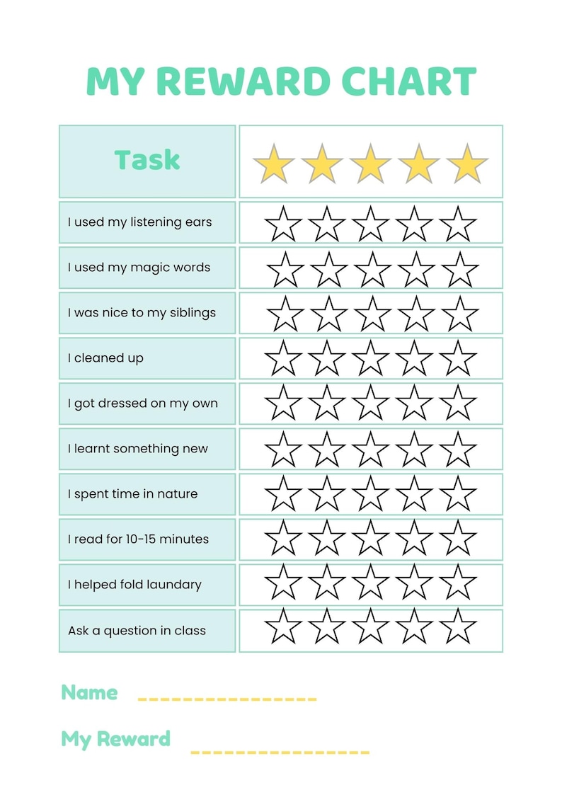 Kids Reward Chart Printable | Behavior Chart | Chore Chart | Toddler ...