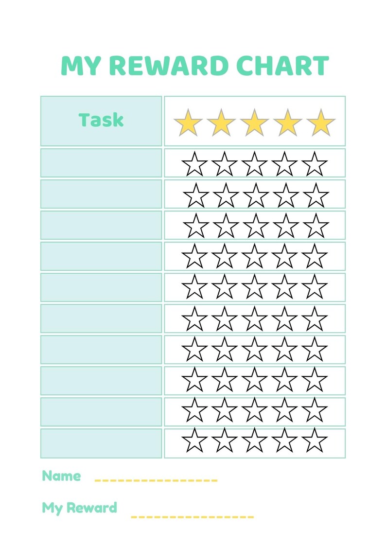 Kids Star Reward Chart | Printable Behavior & Chore Tracker (digital ...