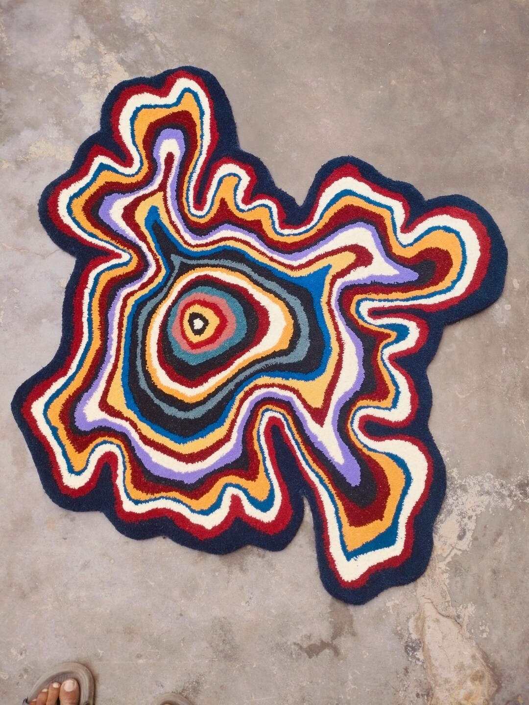 Colorful Abstract Hand Tufted Rug, Modern Irregular Shape Statement ...