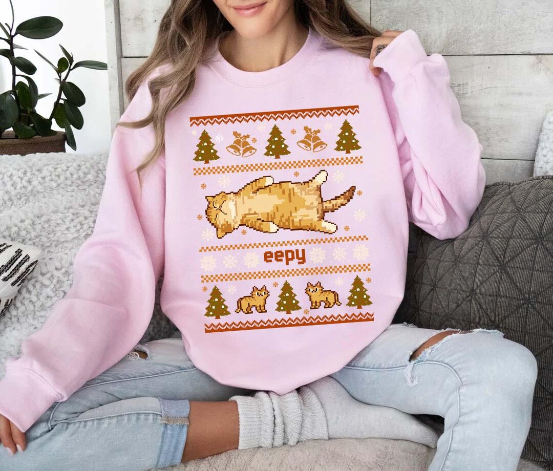 Eepy Cat Silly Sleepy Cat Meme Ugly Christmas Sweater, Funny Cute Cat ...
