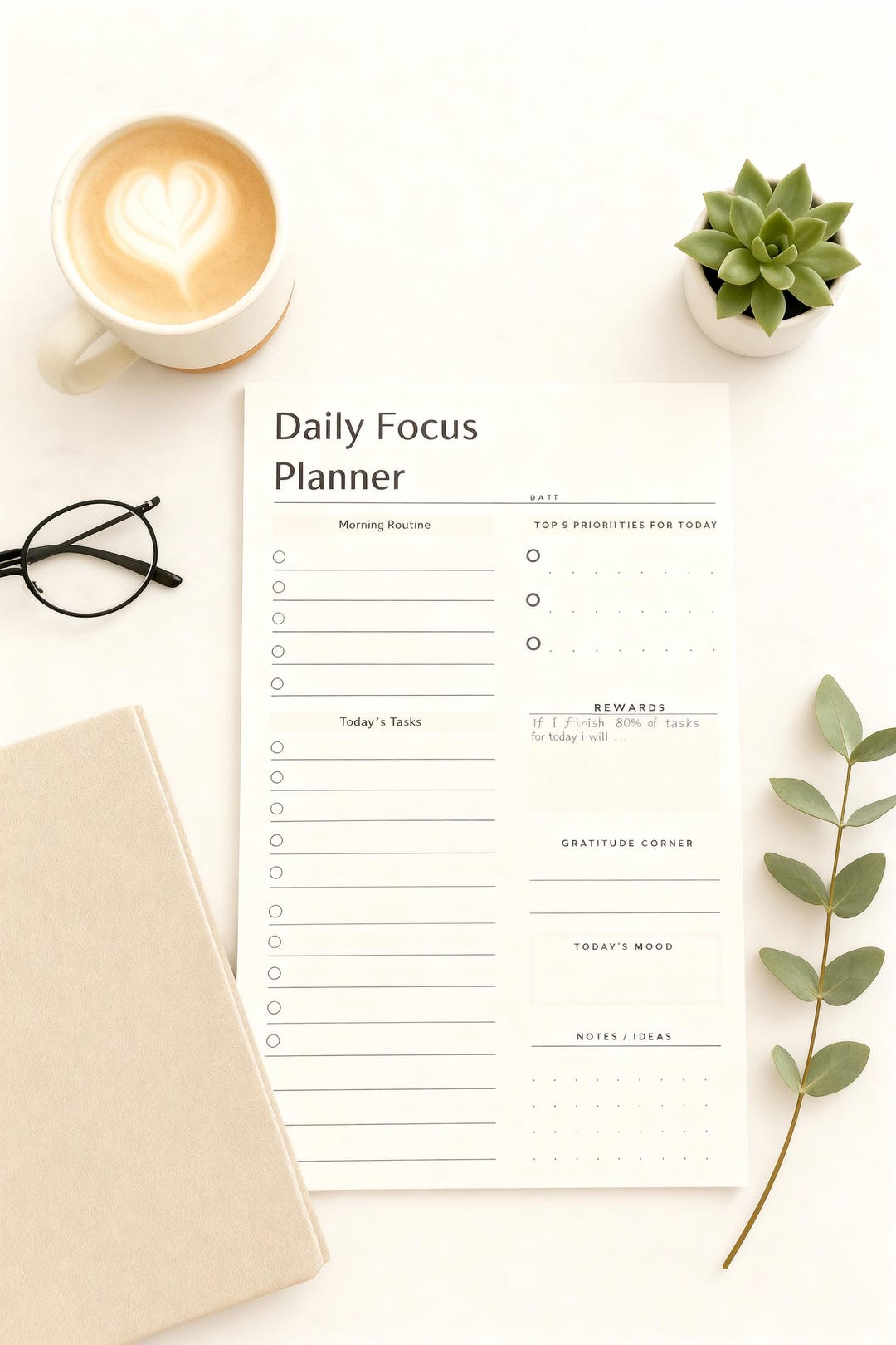 Daily Focus Planner for ADHD | Printable Daily Planner | Task Manager ...