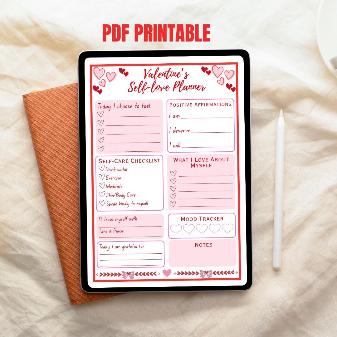 Valentine’s Self-love Planner Printable | Affirmations, Gratitude ...