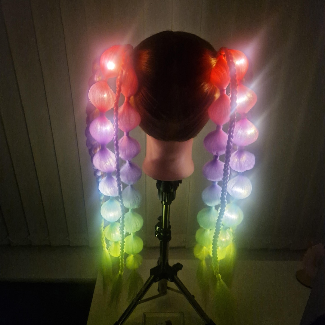 Light up Hair Extensions, LED Bubble Braid, Festival Hair, Rave Hair ...